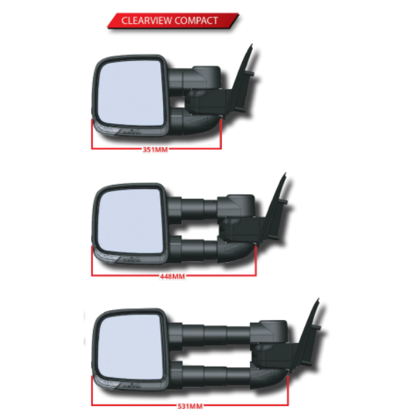 Clearview Compact Towing Mirrors suits Ford Ranger PJ PK