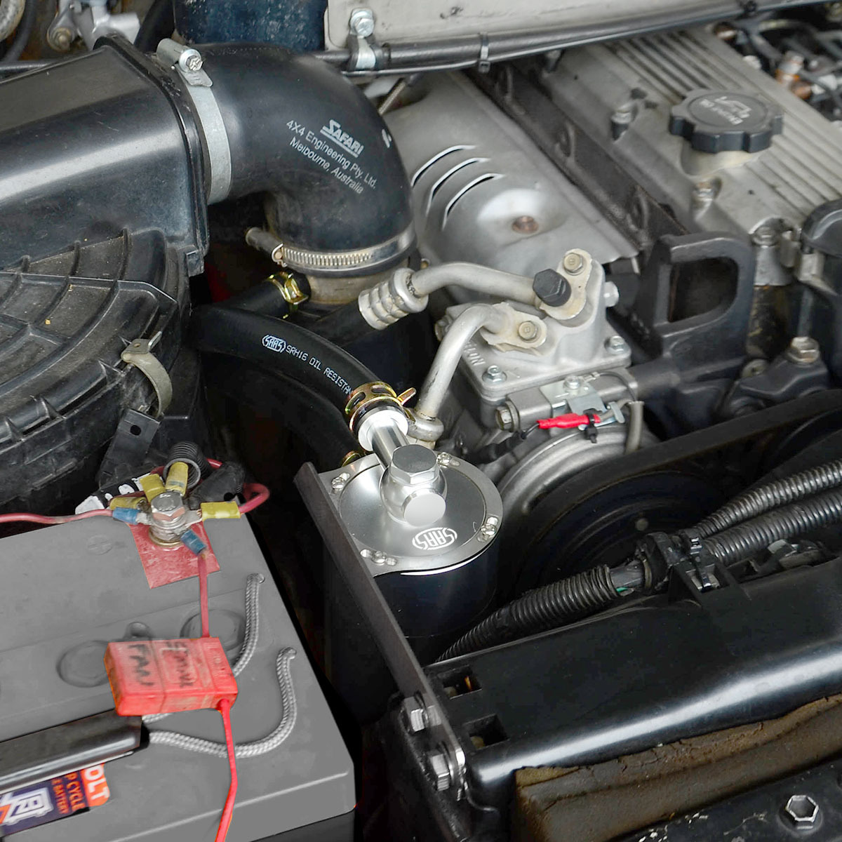 Billet Alloy Oil Catch Can to suit Toyota Landcruiser 105 Series 1HZ