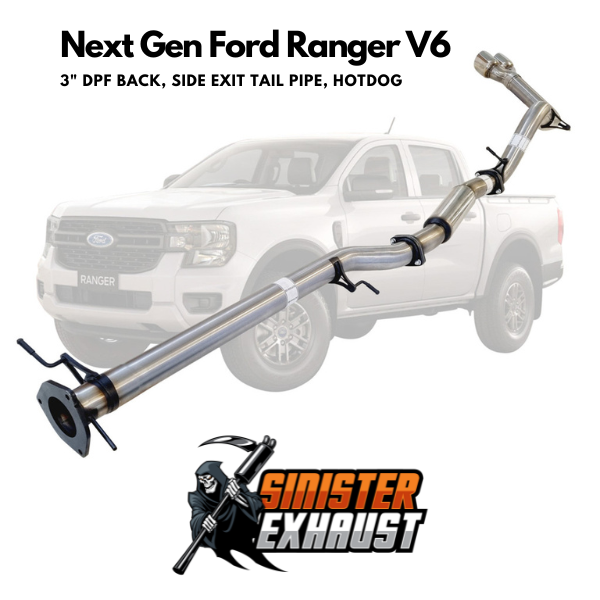 3" DPF Back Sinister Exhaust Suit TD V6 Next Gen Ford Ranger Stainless ...