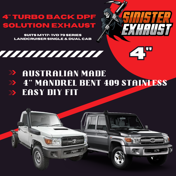 4" Turbo Back DPF Solution Sinister Exhaust suits Toyota Landcruiser 79 ...