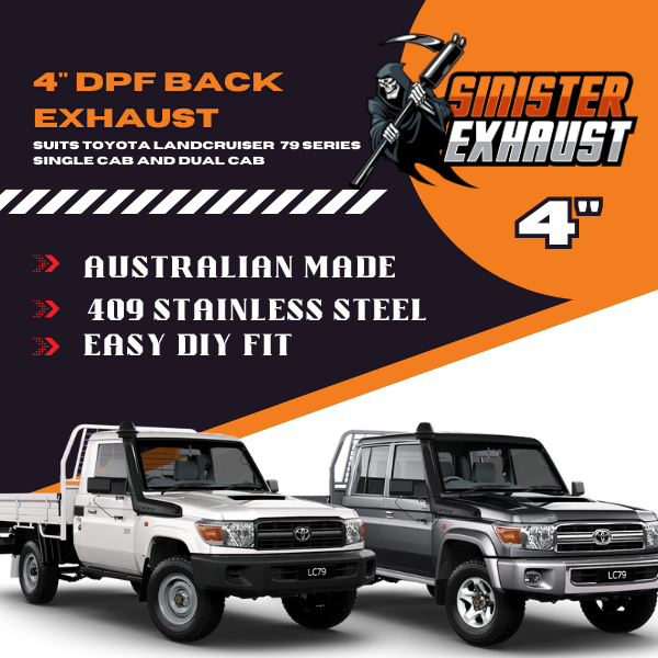 4" Stainless Steel DPF Back Sinister Exhaust to suit Toyota Landcruiser ...