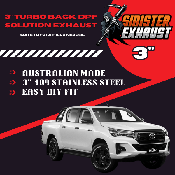 3" Turbo Back DPF Solution Sinister Exhaust to suit Toyota Hilux N80 2.8L