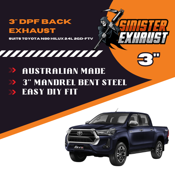 3inch DPF Back Sinister Exhaust To Suit Toyota Hilux N80 2.4L